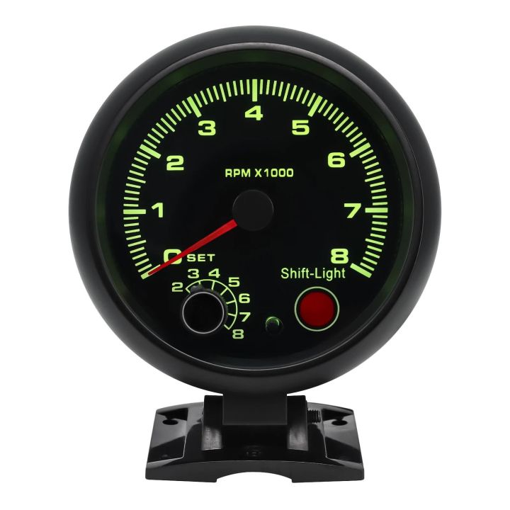 3.75 inch Car Universal Tachometer Gauge Blue Inter hift light 0-8000 ...