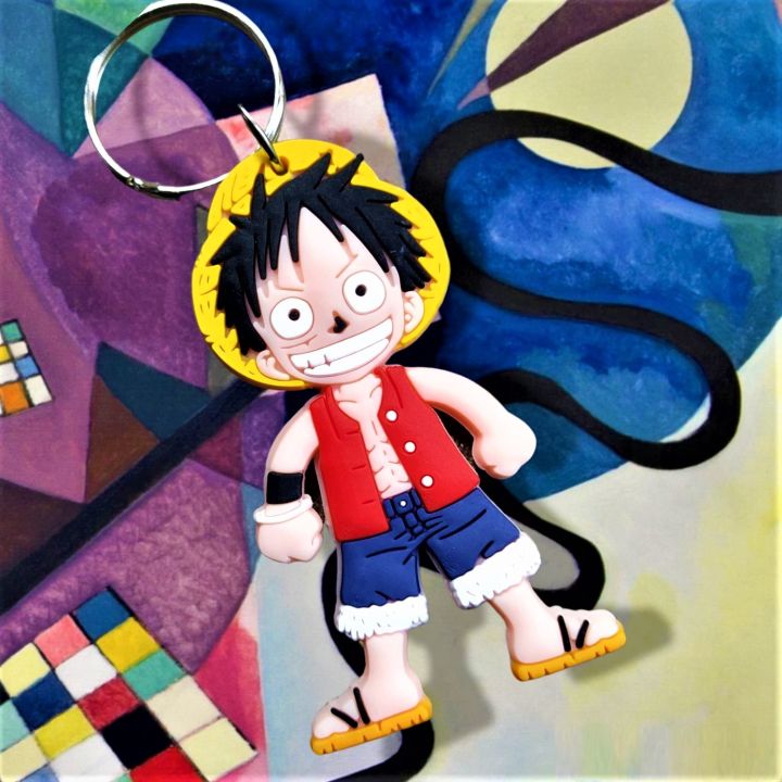 One Piece Anime Character Luffy Keyring Keychain Double Sided Rubber ...