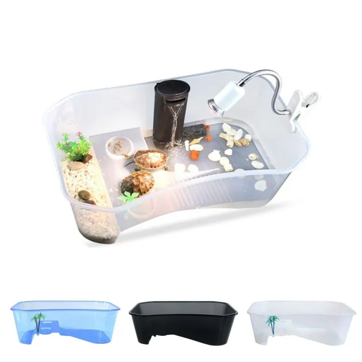 Goldfish Feeding Box Basking Ramp Turtle Vivarium Box Water Land Dual ...