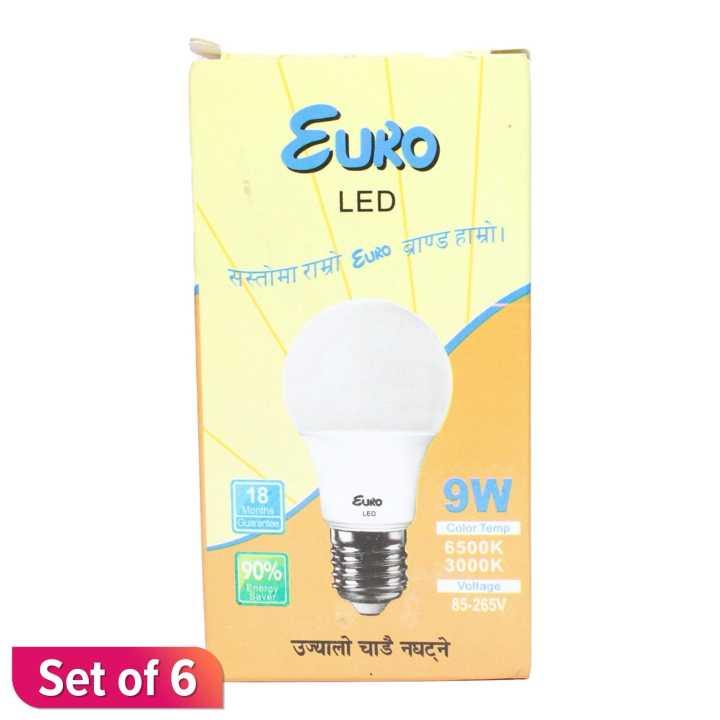 Euro LED Bulb 9w Set Of 6 | Daraz.com.np