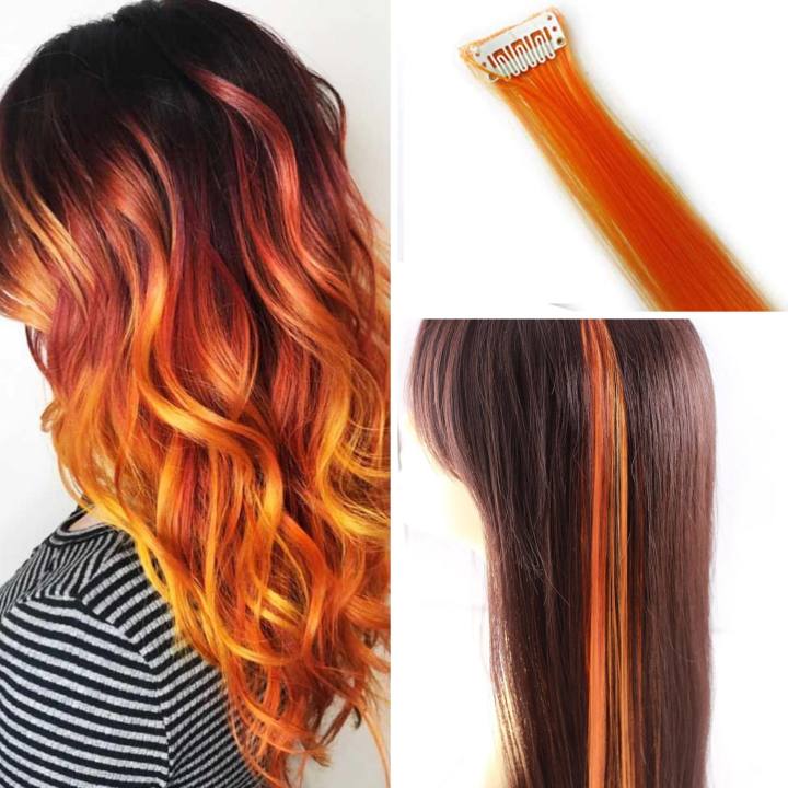 Single Clip Hair Extension (Orange) | Daraz.com.np