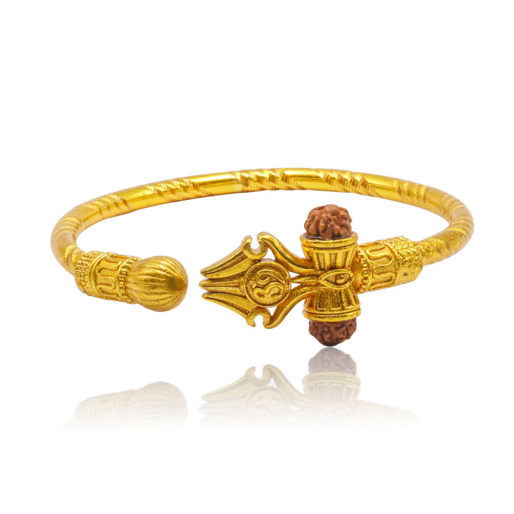 Gold Plated Panchadhatu Free Size Rudrakchya Damaru Trisul Design Bala ...
