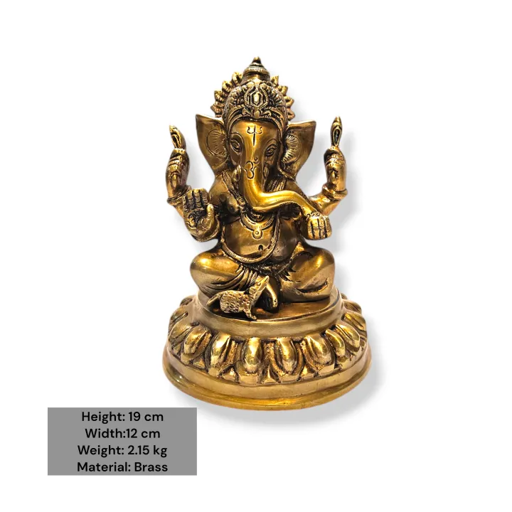 Handcrafted Brass Ganesh Statue (19cm) – Hindu God Idol for Home ...