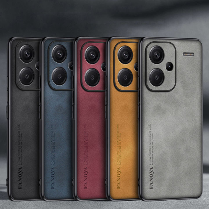 Vantime for Xiaomi Redmi Note 13 Pro Plus 5G Pro+ PU Leather Case Lens Cover Matte Slim Back ...