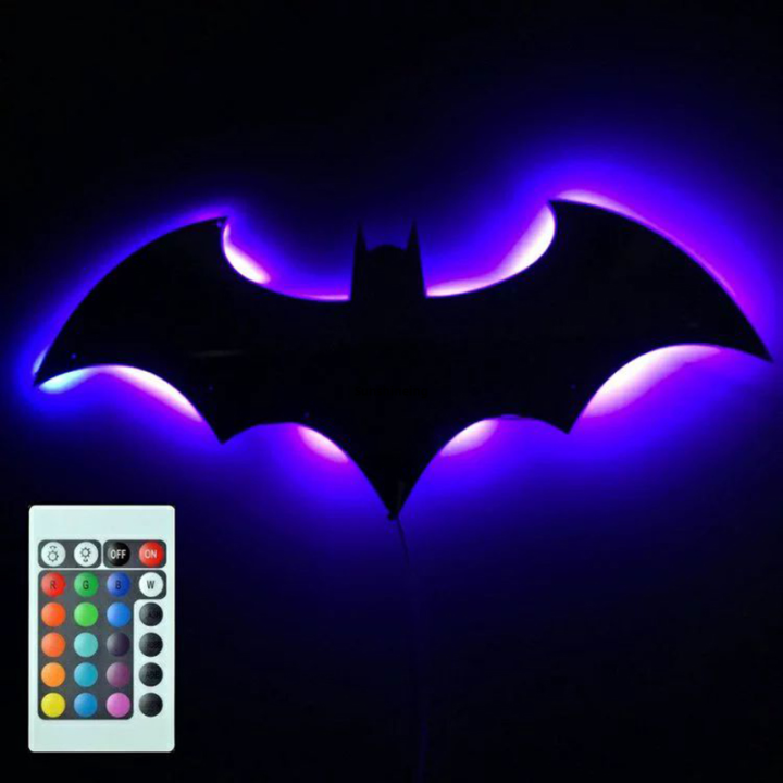 Creative Wooden Bat Wall Lamp LED Bedside Bar Decorative Light Remote ...