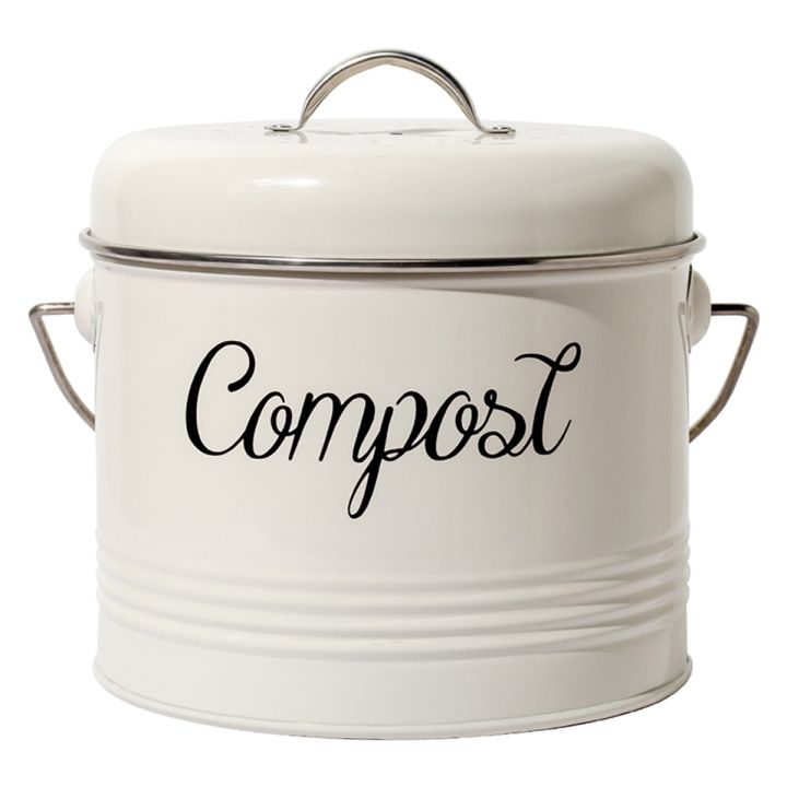 NAMUNY 3.5L Powder Coated Steel Plate Bucket with Lid Kitchen Pail ...