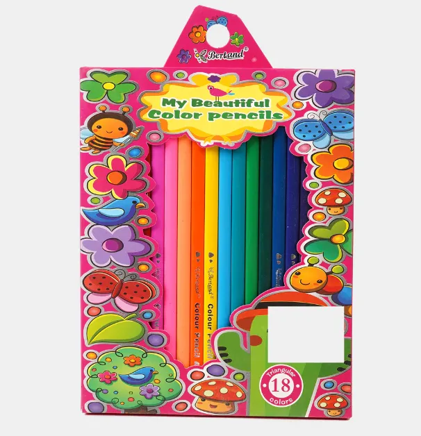 18 pcs Non-Toxic Assorted Triangular Pencil Color Set | Daraz.com.np
