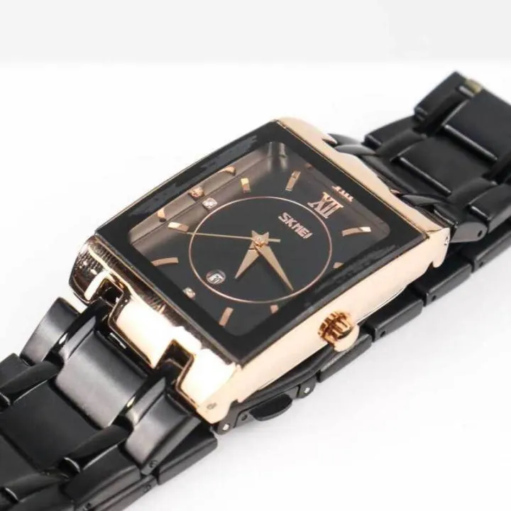 SKMEI 9263 Luxury Men Watch Rectangle Shape Date Display Stainless ...