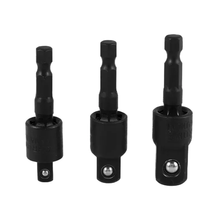 3PC Wobble Socket Adapters Universal Joint Swivel Socket Set, 1/4 Inch ...