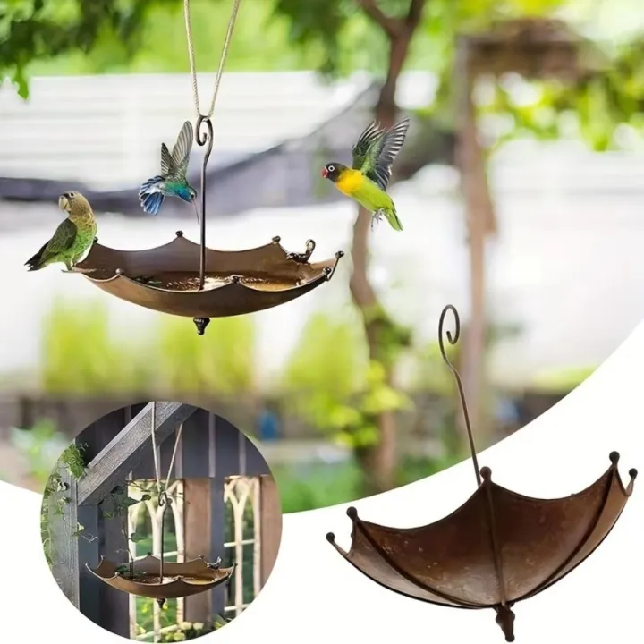 High Quality Umbrella-shaped Bird Feeder Tray Iron Outdoor Hanging ...