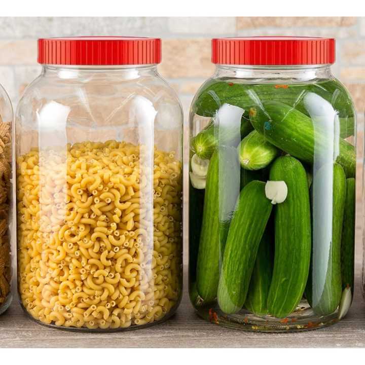 Round Transparent Container Kitchen Storage Glass Jar With Plastic Lid ...