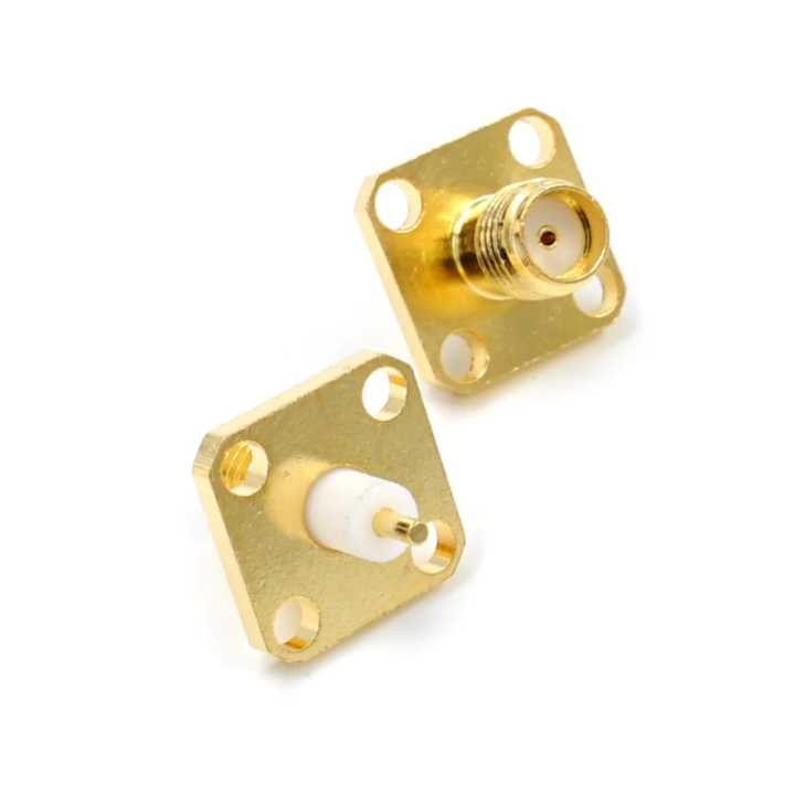 SMA Female Jack Panel Mount RF Coax Connector Flange Solder Gold ...