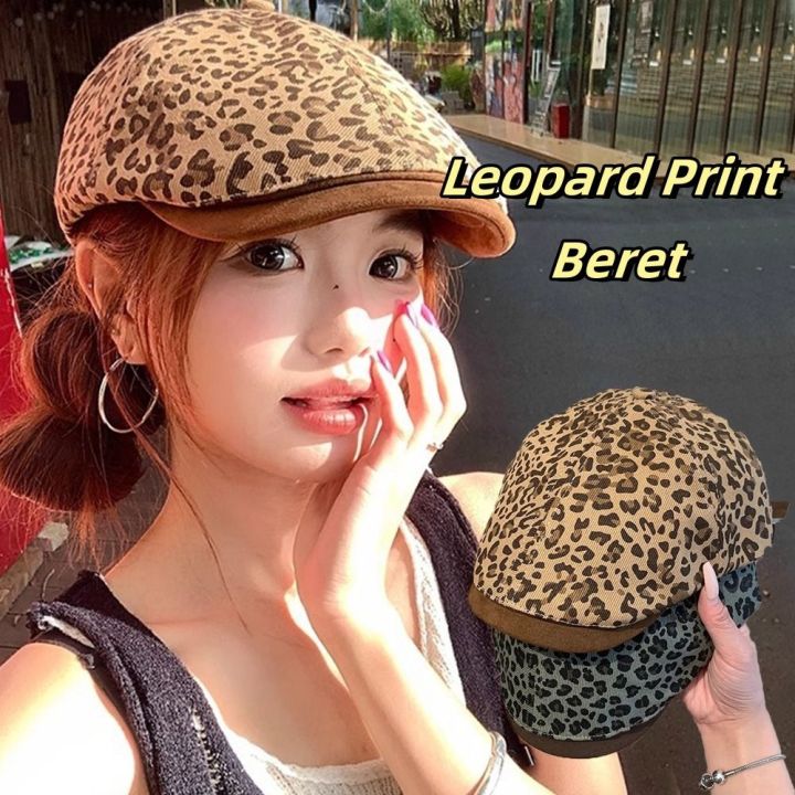 Trend Vintage Leopard Print Beret Y2k Classic Leopard Newsboy Cap ...