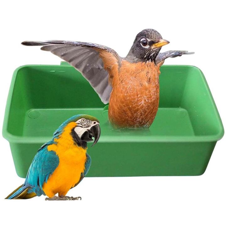 Large Plastic For Parrot Parakeet Square Box Water Bath Tub Bird Cage ...