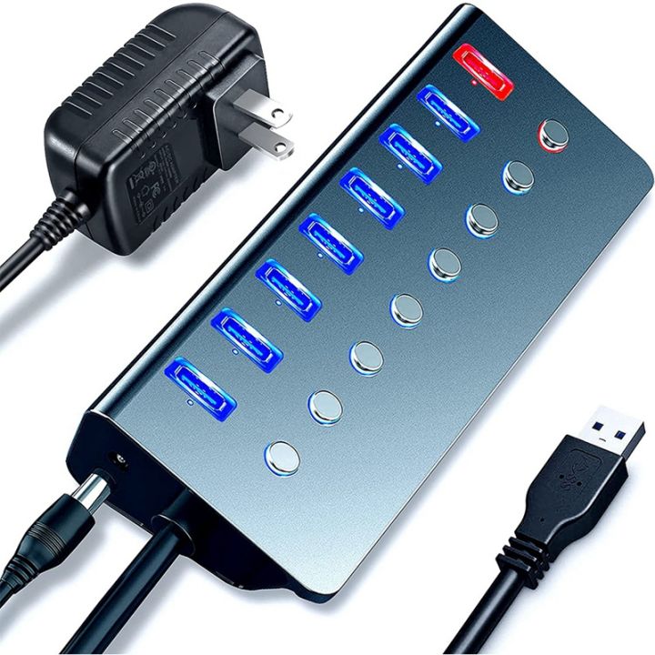 8 Ports Powered USB 3.0 HUB USB Extension with On/Off Switches 15W ...