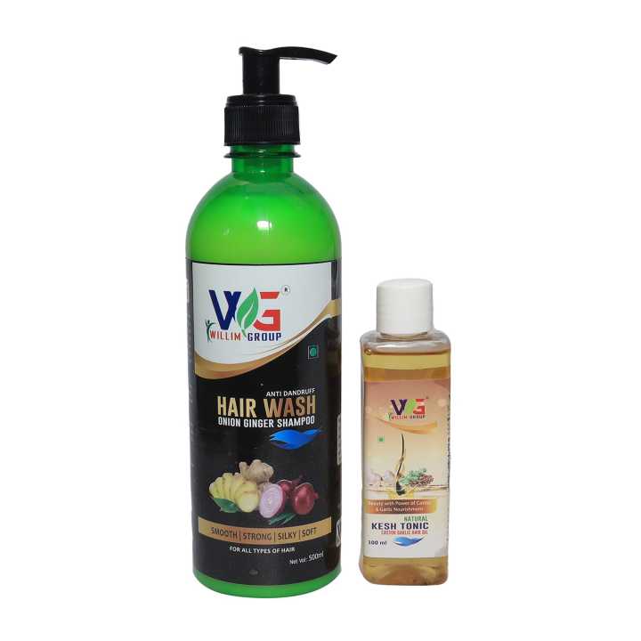 WG Combo Of Anti Dandruff Onion Ginger Shampoo 500 Ml And Natural Kesh ...