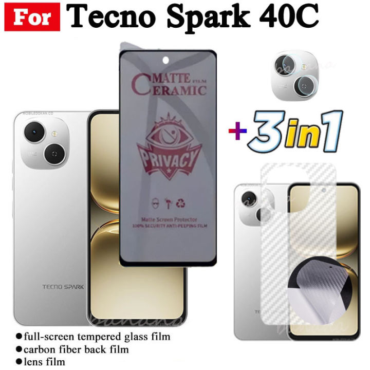 3 IN 1 Tecno Spark 40C Anti-Spy Privacy Ceramic film For Tecno Spark 40 ...