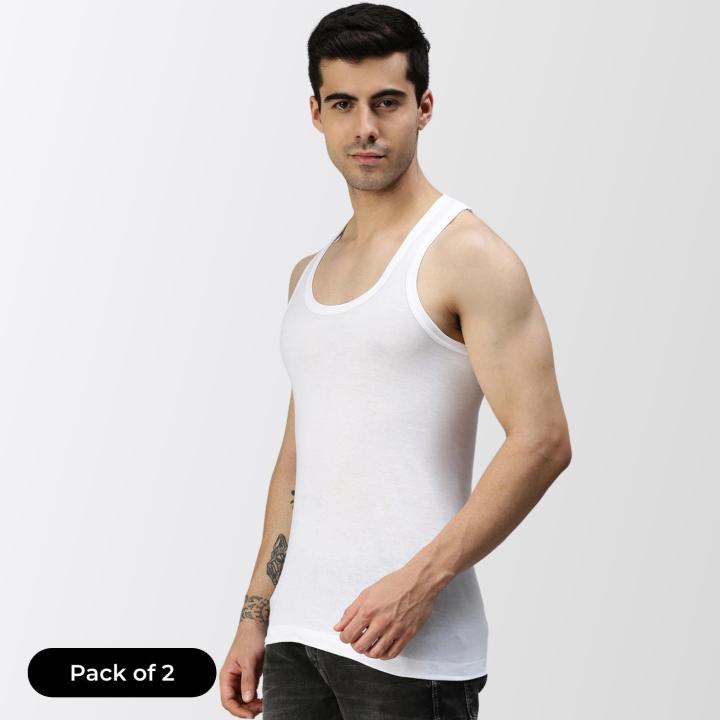(Pack Of 2) Amul Comfy Sleeveless Cotton Sando Vest For Men - Fashion ...