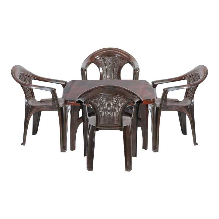 Bagmati Hard Plastic Rectangular Pattern Shape Dining Set With 4 Pcs ...