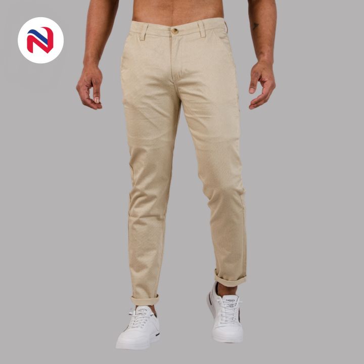 Nyptra Cream Printed Stretchable Premium Cotton Chinos Pants For Men ...
