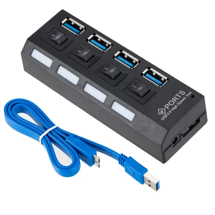 High Speed 4 Ports USB 3.0 HUB With On/Off Switch USB Hub For Desktop Laptop | Daraz.com.np