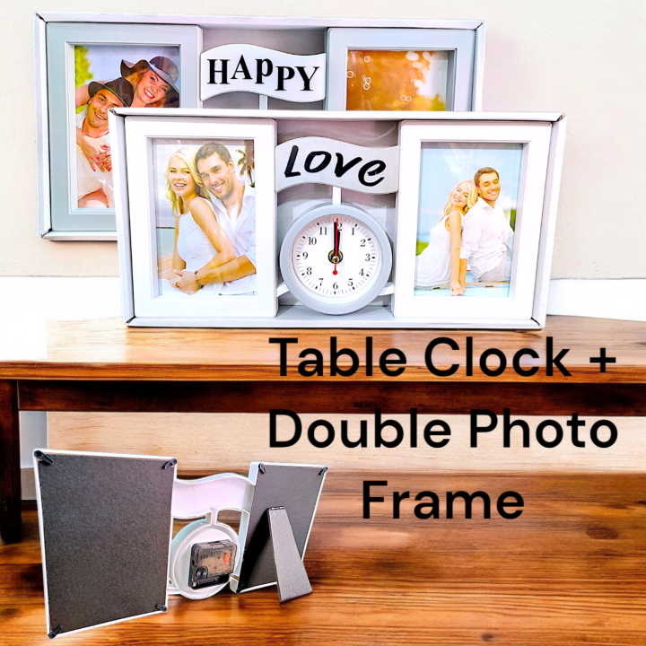 Family Photo Frame Table Picture Frame With Clock And Couple Photo ...