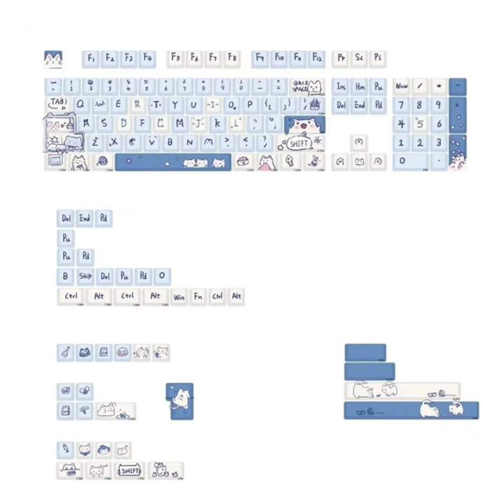 ARELENE 148 Keys MDA Keycaps Meow Meow Theme PBT Single-Sided Heat ...