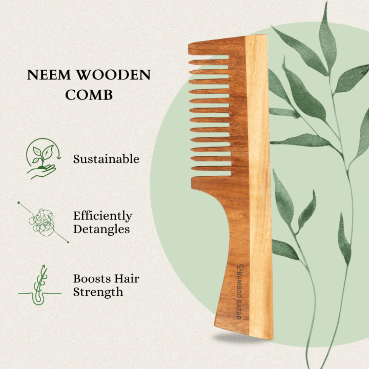 Neem Wood Comb Handmade | Reduce Hairfall and Dandruff | For Men ...