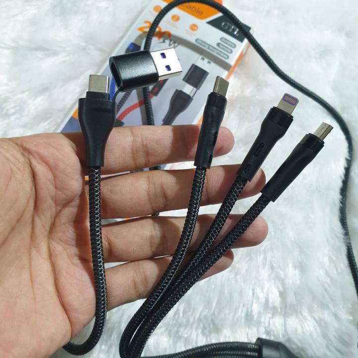6 in 1 Super Fast Charging and DATA Transfer Nylon Braided Strong ...