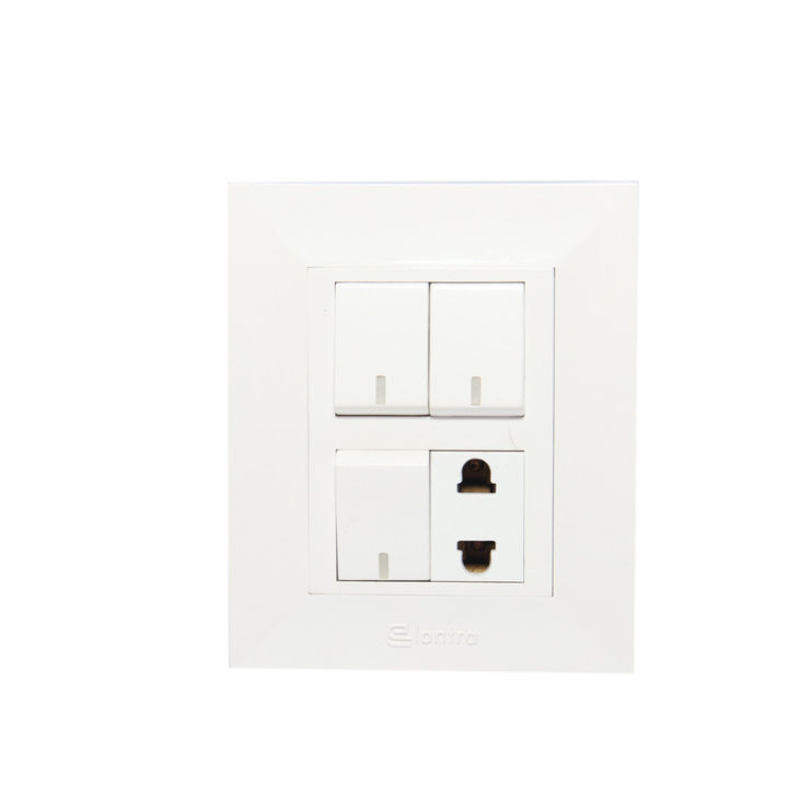 White Color E Lantra 3 Gang Switch With Power Shocket | Daraz.com.np