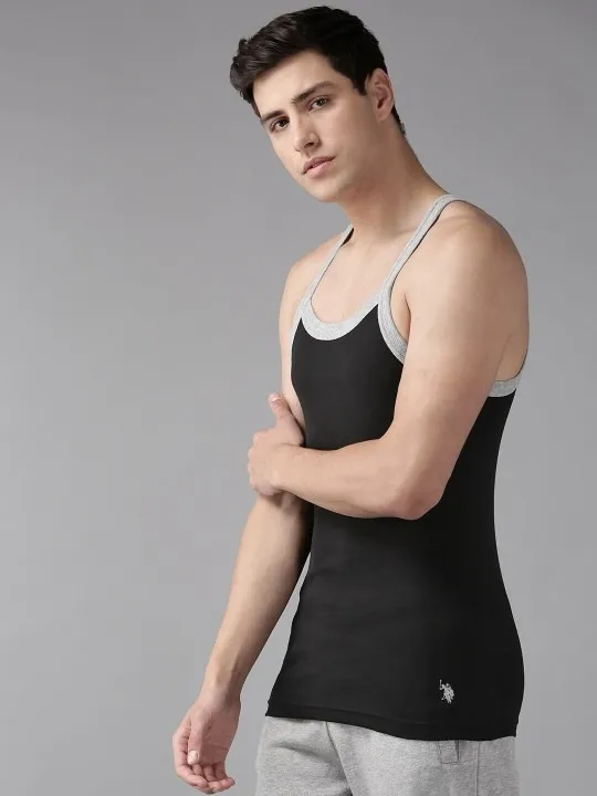 U.S. Polo Assn. Men Black Solid Innerwear Vest I636-002-CP | Daraz.com.np