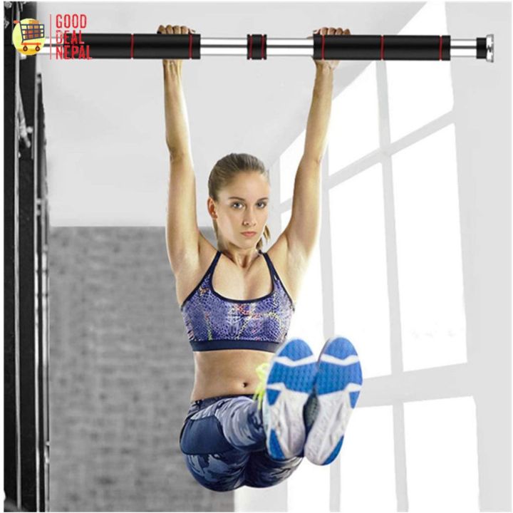 Pull Up/Chin Up Bar/Rod Heavy Duty Adjustable Doorway Mounting For Home ...
