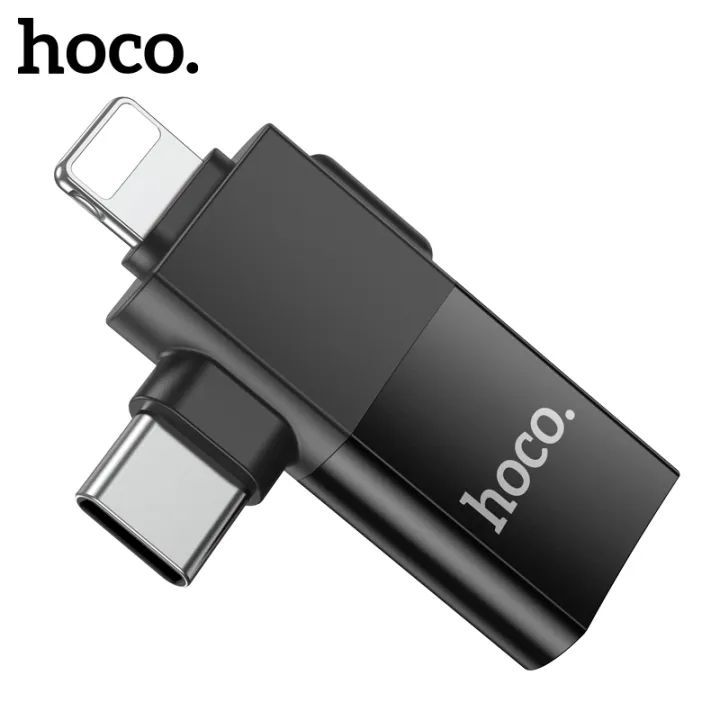 Hoco UA17 Lightning & USB-C to USB Female OTG Adapter - Black: High ...