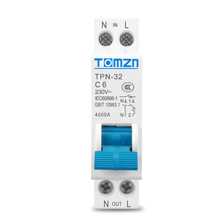 Spreeshop TPN 1P+N Mini Circuit Breaker MCB 6A Din Rail Mounting ...