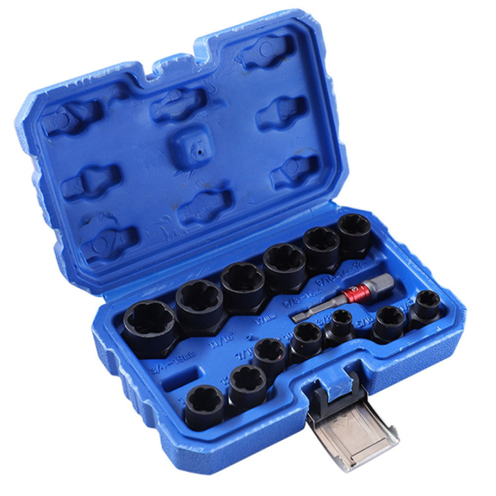 14 Piece Nut Extractor Socket Impact Bolt Nut Screw Remover Tool Set ...