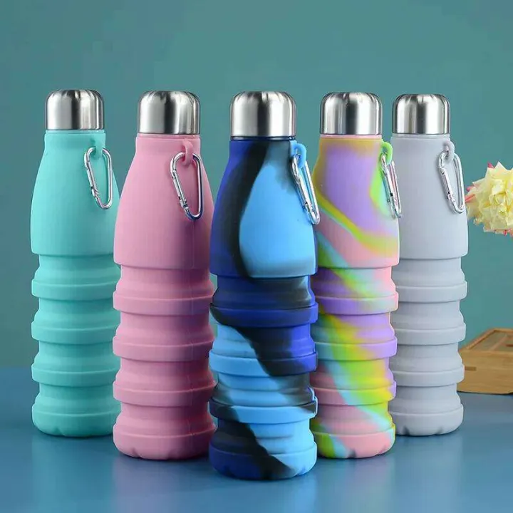 Creative Food Grade Silicone Folding Coke Bottle Outdoor Retractable ...