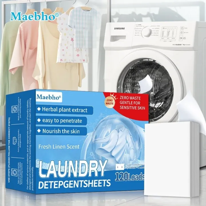 120 Sheets/Pack Fragrance Free Eco-Friendly Formula Laundry Tablet ...