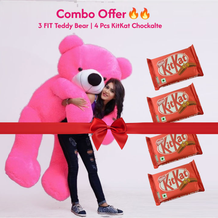 2 in 1 Combo Offer for Her: 3ft Teddy Bear Plush Stuffed Doll & 4pcs ...