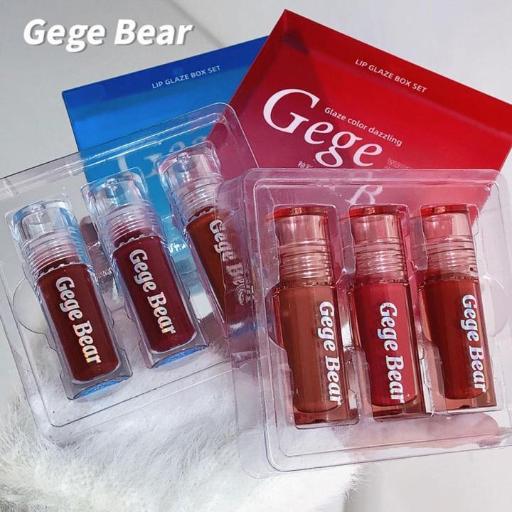 3Pcs Gege Bear Lip Glaze Jelly Lipstick Makeup Liquid Lipstick Lipgloss Moisturizing Lip Stain ...