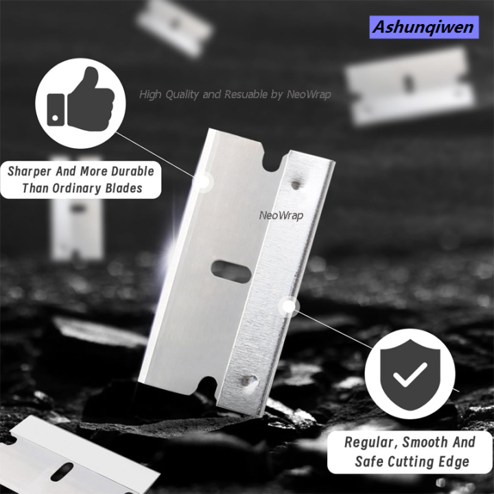 Ashunqiwen 100Pcs Razor Scraper Blades Car Sticker Remover Window Glass ...
