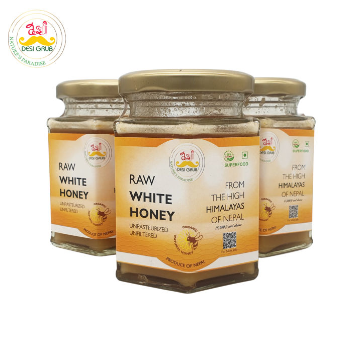 Desi Grub Raw White Honey 300 Gms | Apis Cerena | High Himalayan Unpasteurized & Unfiltered ...