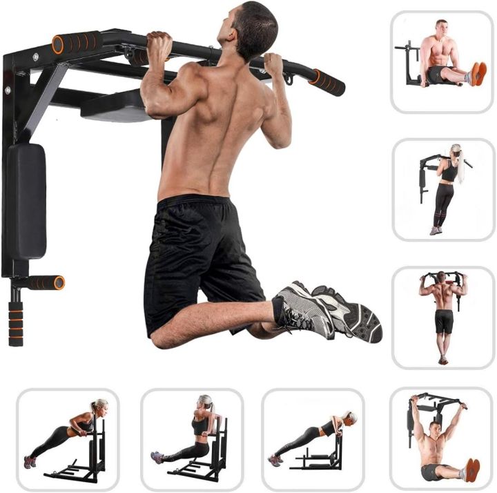 Multifunctional Wall Mounted Pull-Up Bar & Dip Station – Heavy-Duty ...