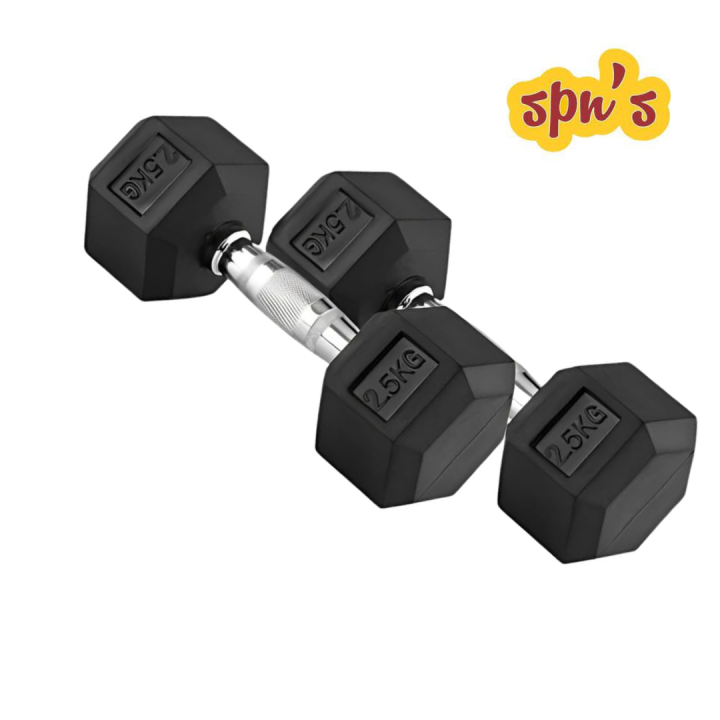 RUBX Rubber Hex 2.5Kg Dumbbell Set 2 Piece | Rubber Coated Dumbbell ...