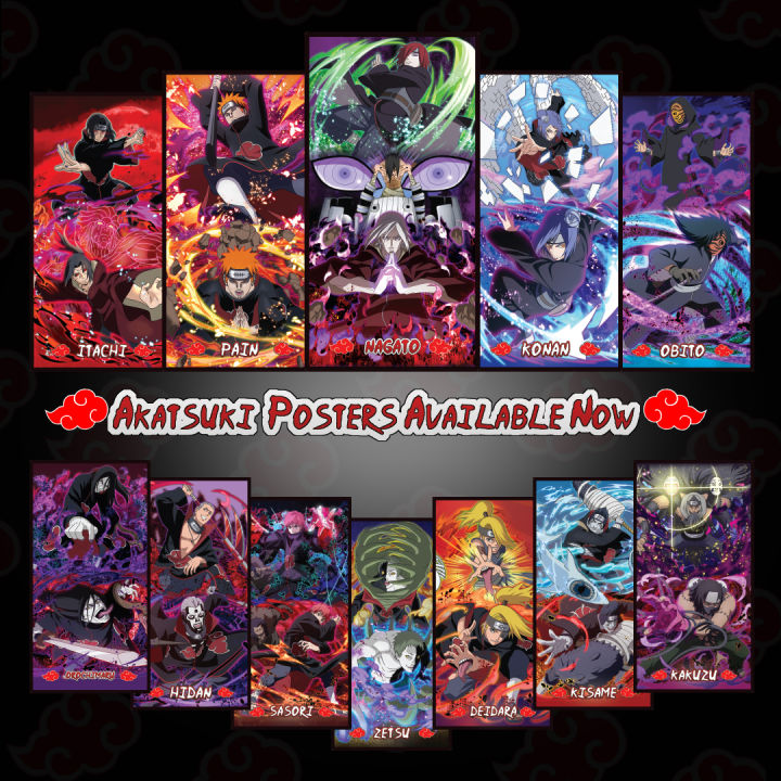 Naruto Anime Akatsuki Poster Set Pain Yahiko Itachi Tobi Obito Set of ...