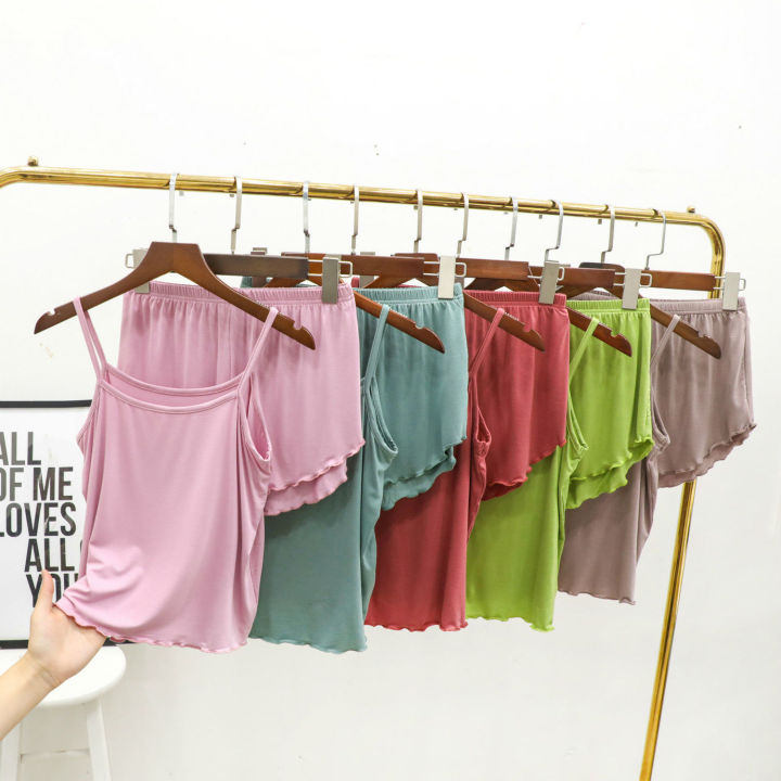 Summer modal suspender women's thin loose plus size pajama set, lace ...