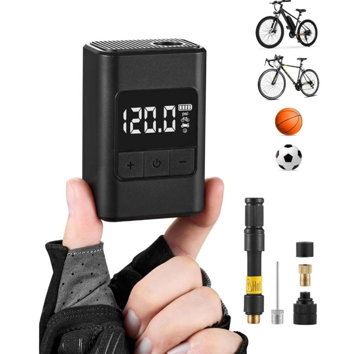 Portable Mini Electric Bike Pump 120PSI 1300mAh Electric Bicycle Air ...
