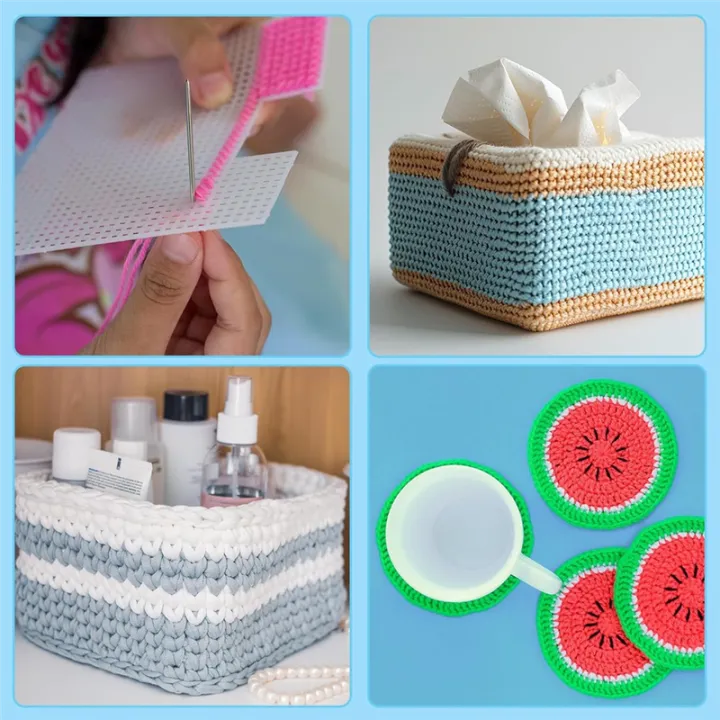 ARELENE 7 Count Plastic Mesh Canvas Sheets for Embroidery, Acrylic Yarn ...