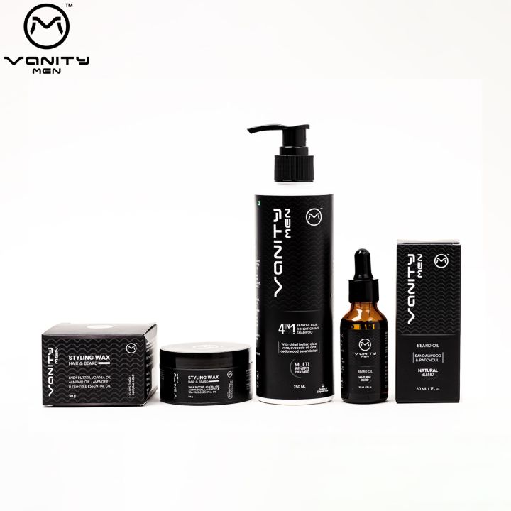 The Vanity Men Bundle With Beard Oil 30ml, Beard and Hair Conditioning ...