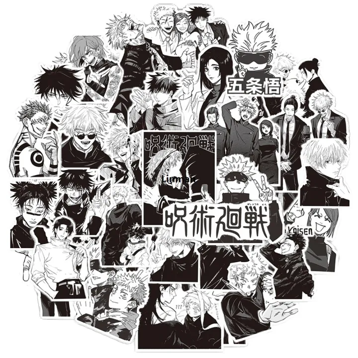 Linman 10/30/65pcs Black White Jujutsu Kaisen Anime Stickers Cool ...