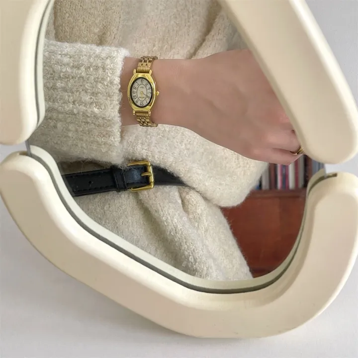 Gold Oval Small Dial Watch for Women, Versatile, Simple, Fashionable ...